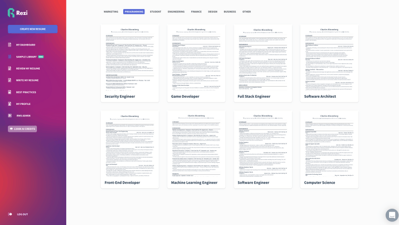 Rezi Full Stack Developer Resume Template